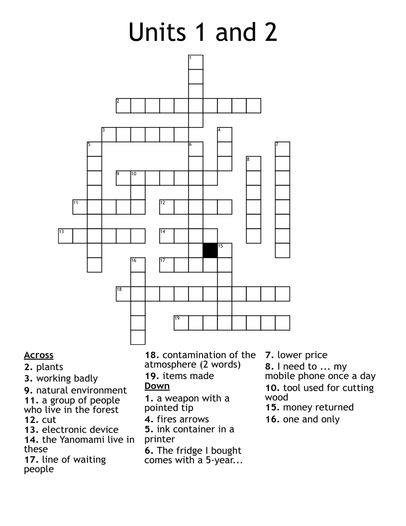 Units 1 And 2 Crossword WordMint