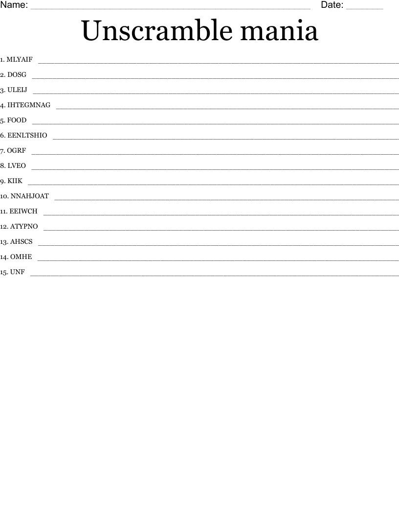 Unscramble mania - WordMint