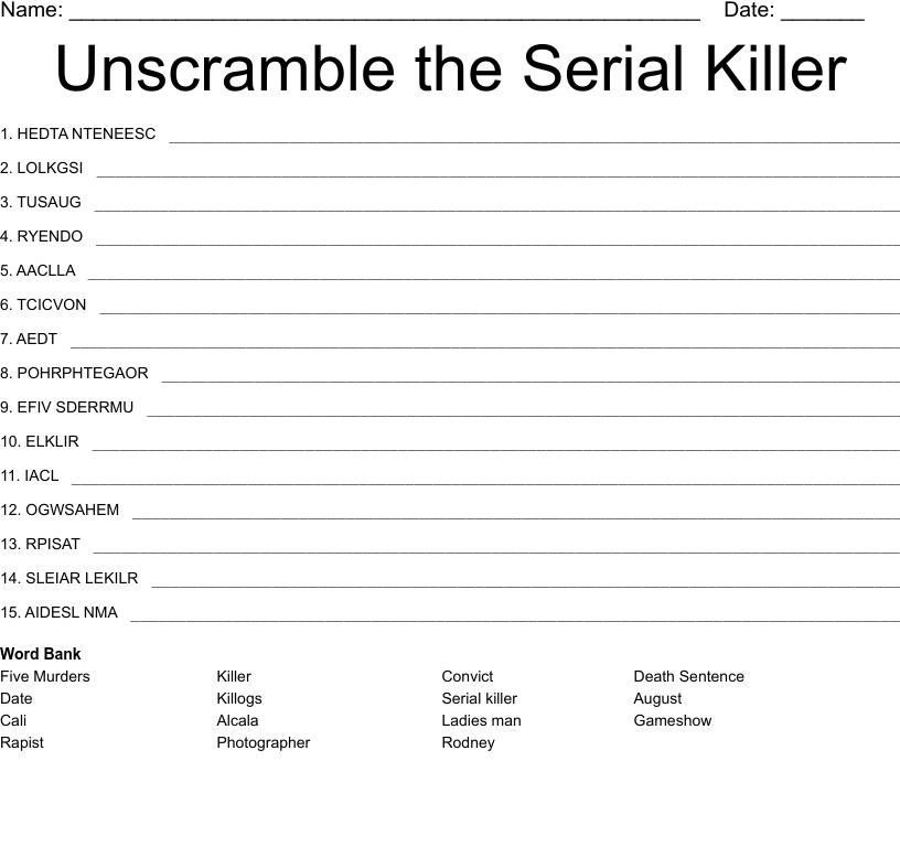 criminal justice Word Search - WordMint