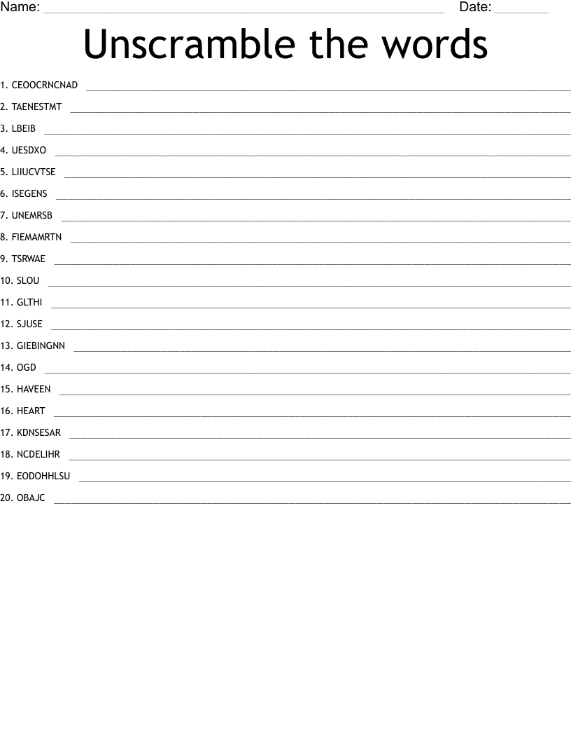 Unscramble the words - WordMint