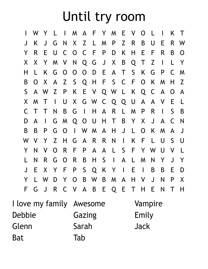 Until try room Word Search - WordMint