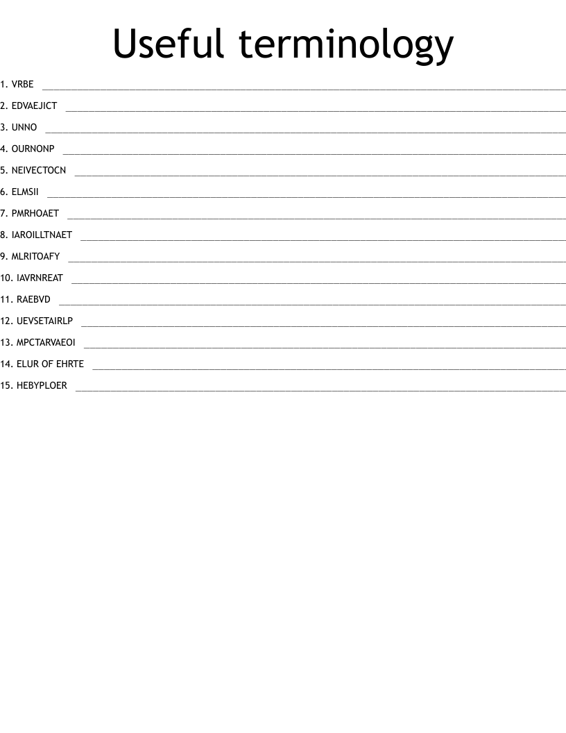 Useful terminology Word Scramble - WordMint