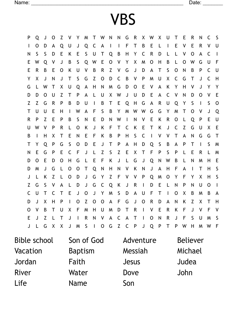 VBS Word Search - WordMint
