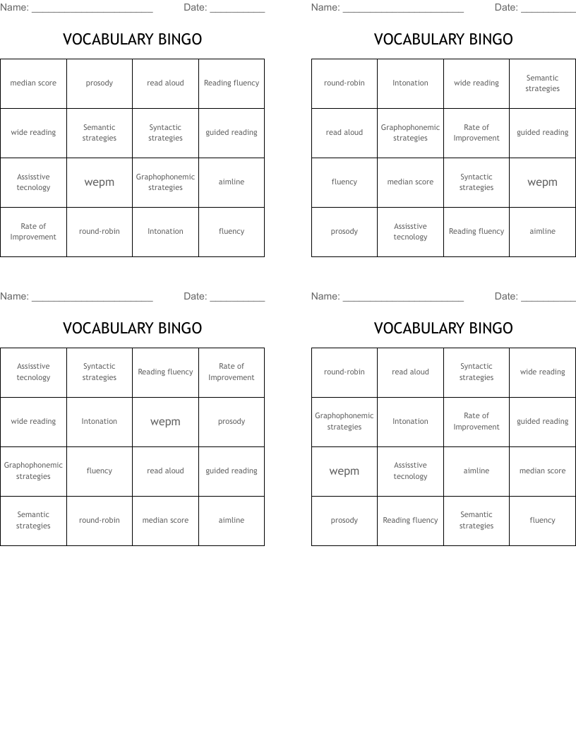 VOCABULARY BINGO - WordMint