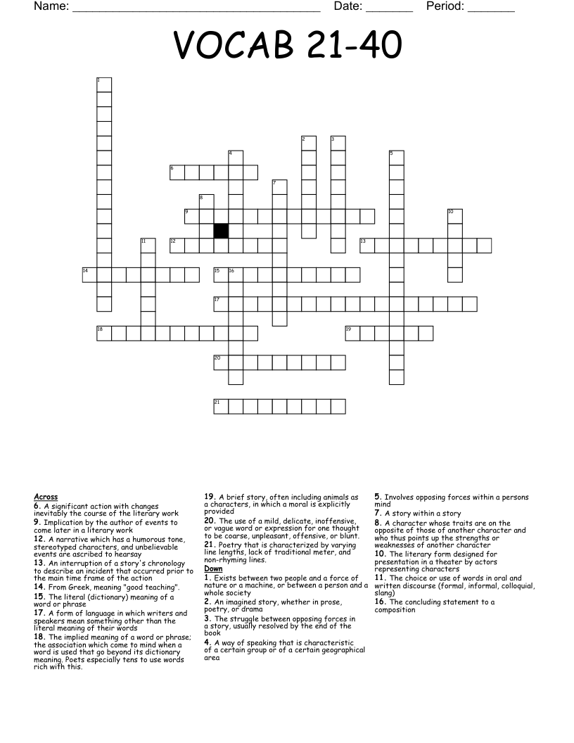 VOCAB 21-40 Crossword - WordMint