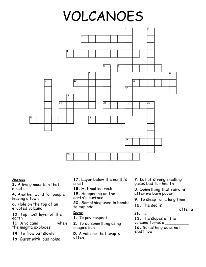 VOLCANOES Crossword - WordMint