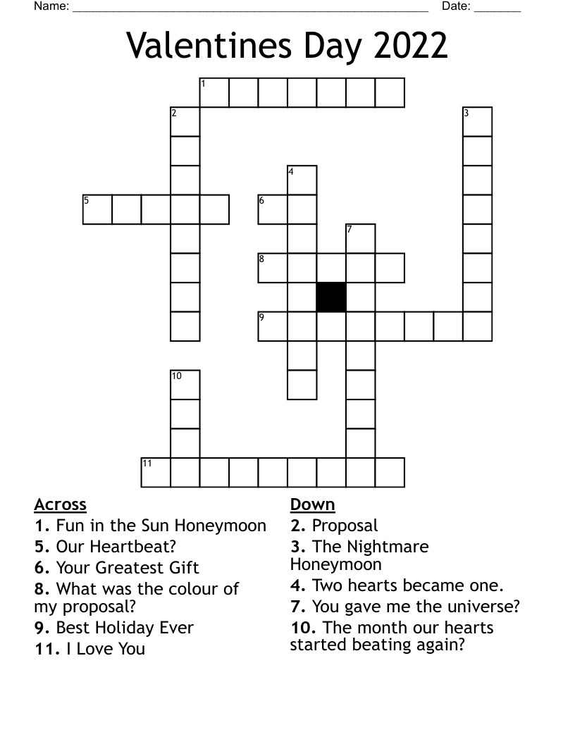 Valentines Day 2022 Crossword - WordMint