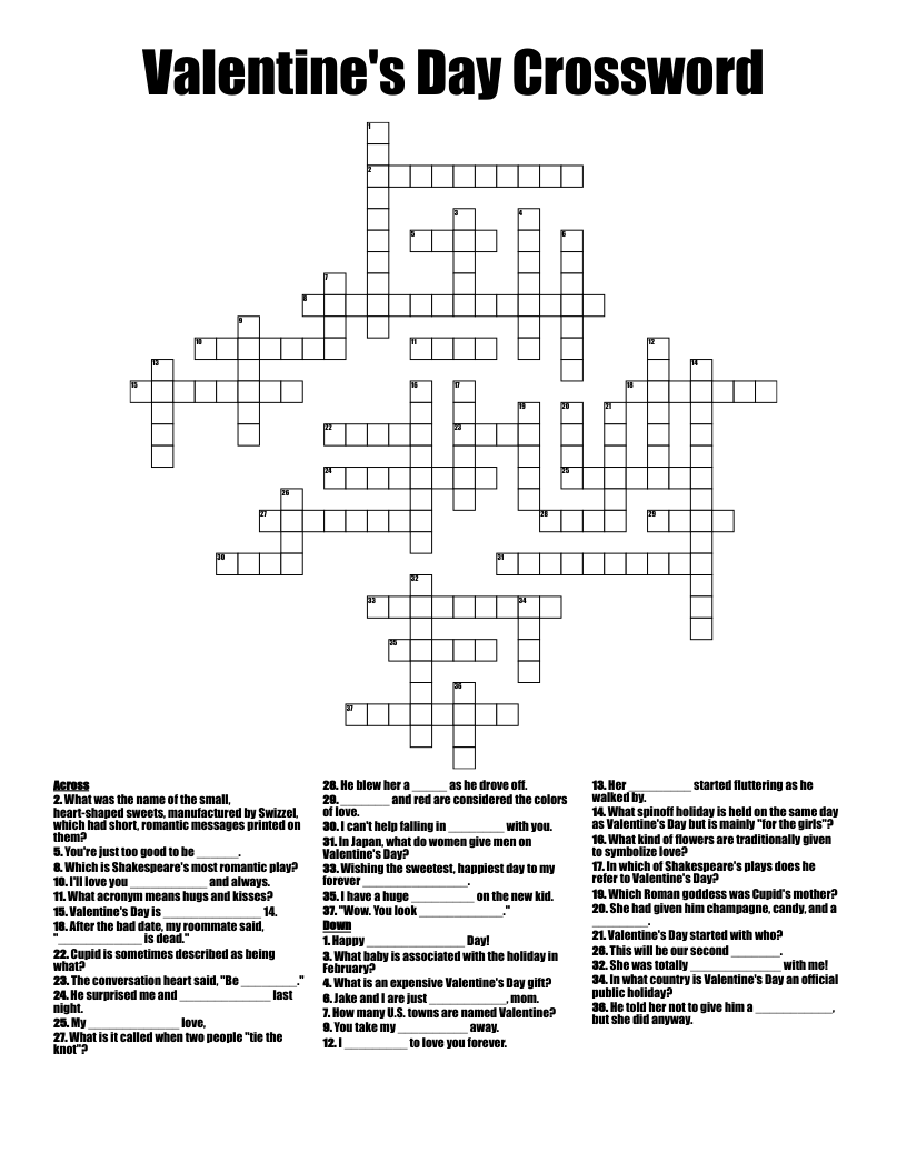 Valentine's Day Crossword - WordMint