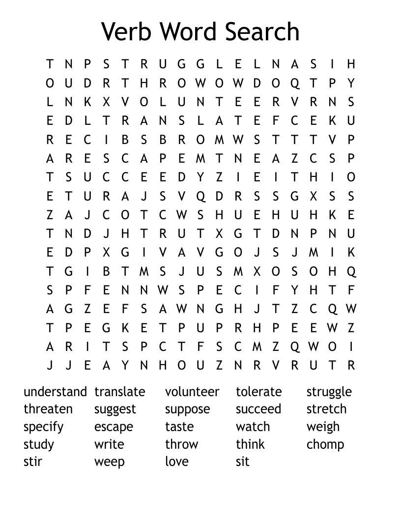 Verb Word Search - WordMint