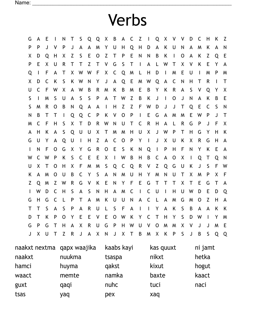 Verbs Word Search - WordMint