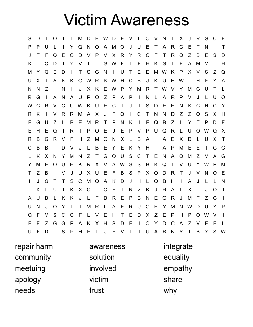 Victim Awareness Word Search - WordMint