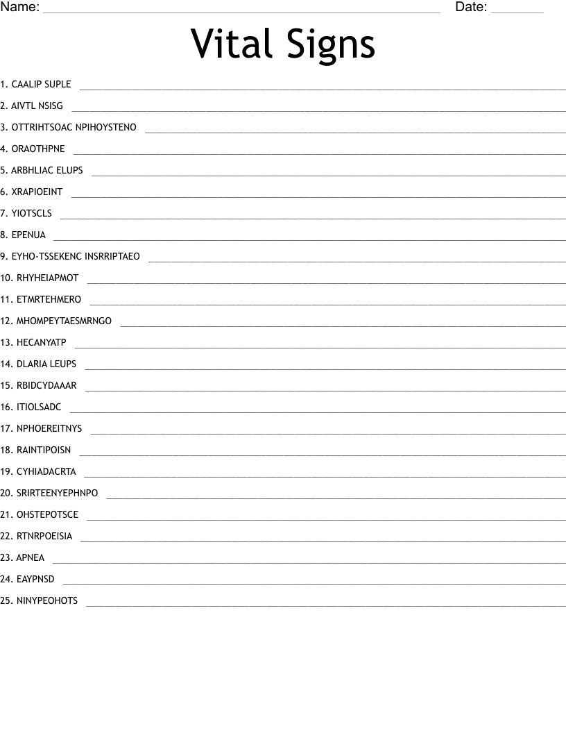 Vital Signs Rature Pulse Respiration Worksheet Worksheets For 