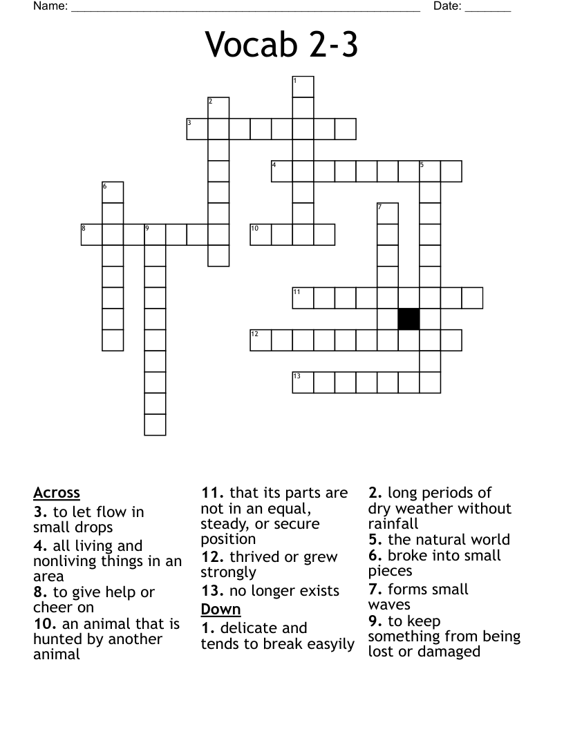 Vocab 2-3 Crossword - WordMint