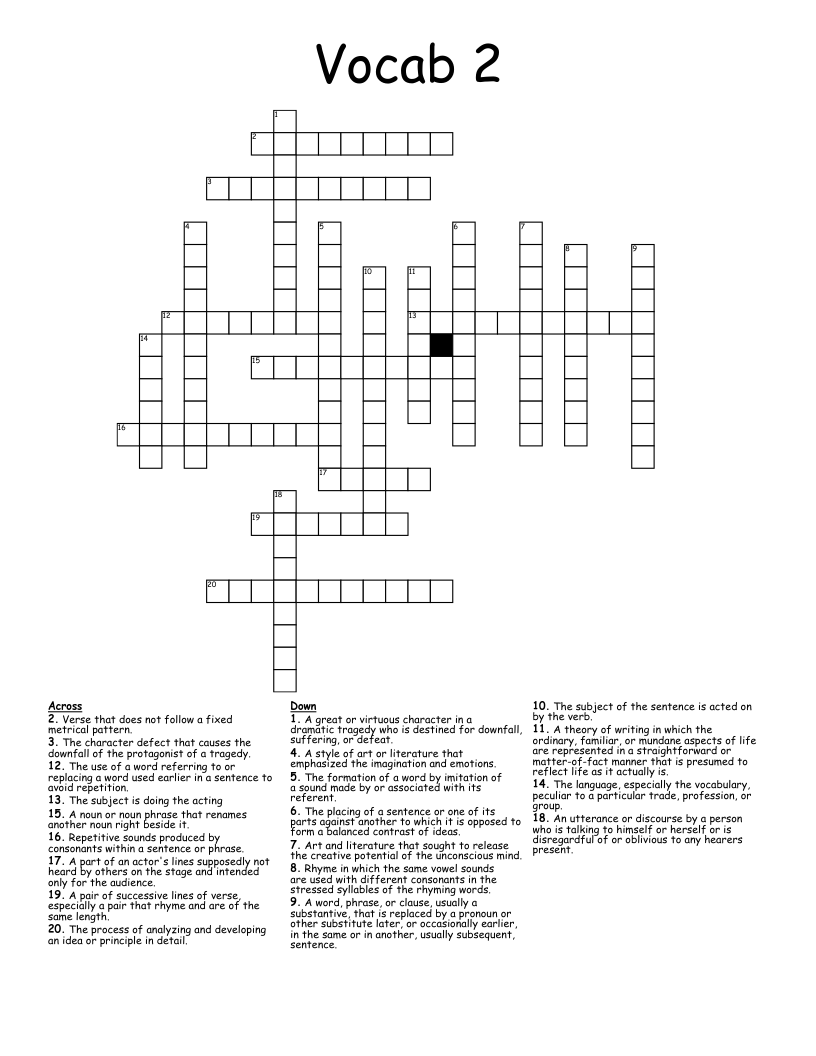 Vocab 2 Crossword - WordMint