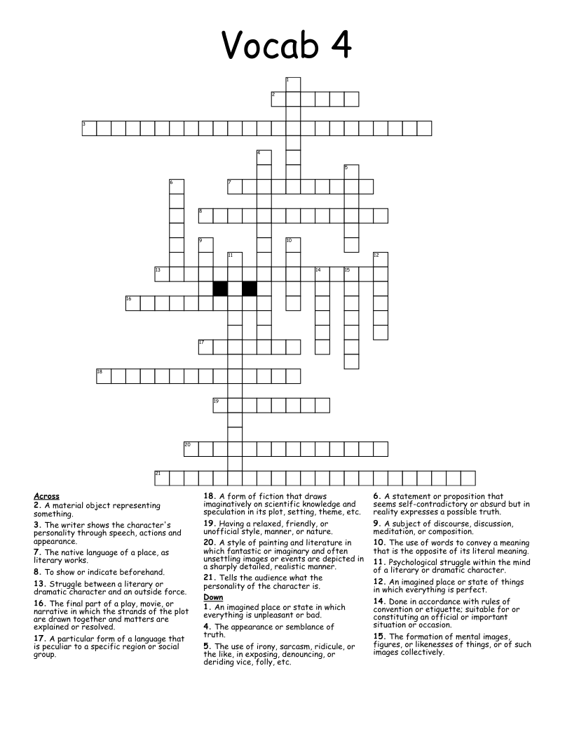 Vocab 4 Crossword - WordMint