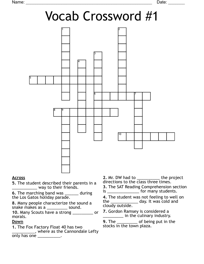 Vocab Crossword #1 - WordMint