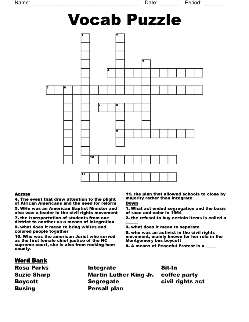 Vocab Puzzle Crossword - WordMint