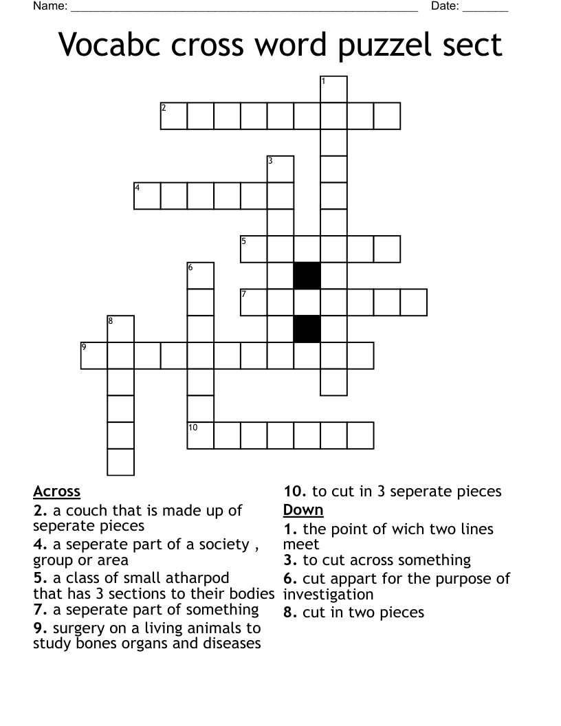 Vocabc cross word puzzel sect - WordMint