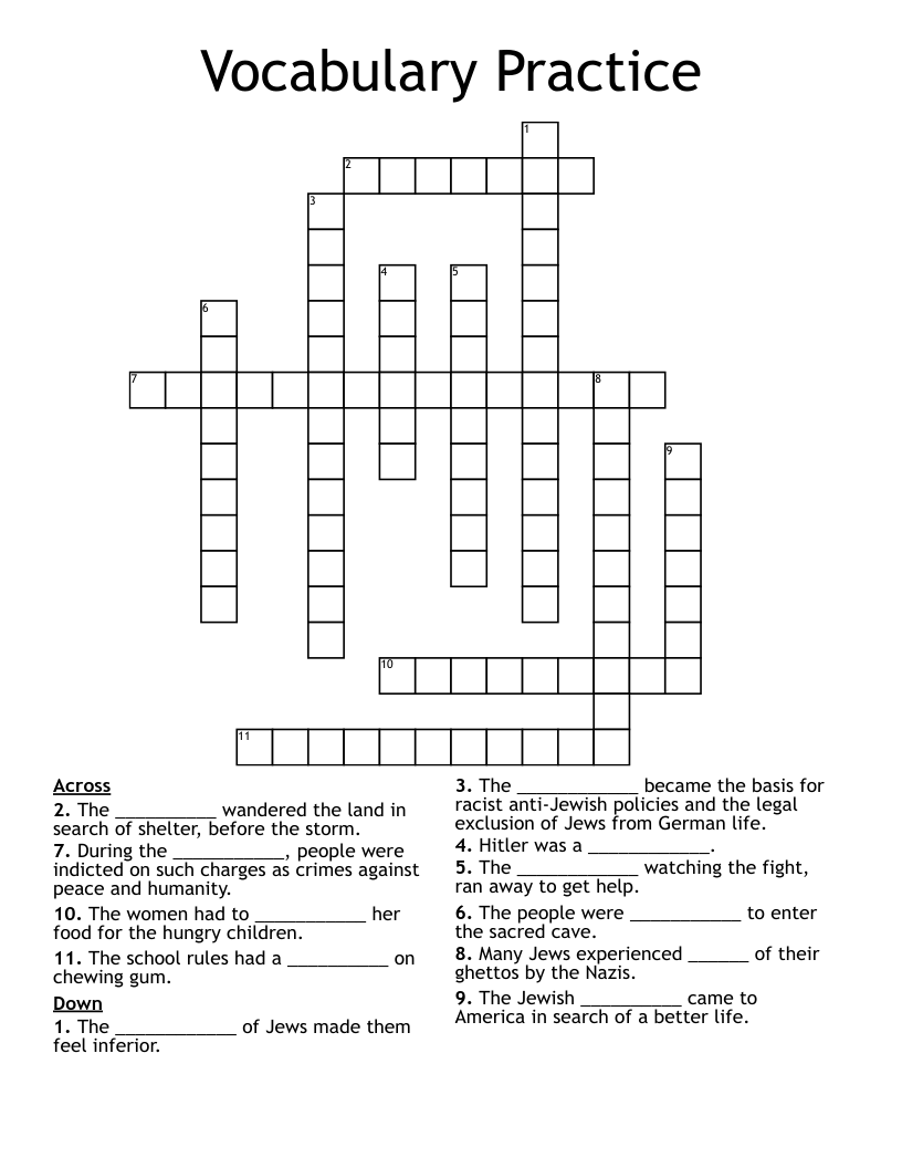 Vocabulary Practice Crossword - WordMint