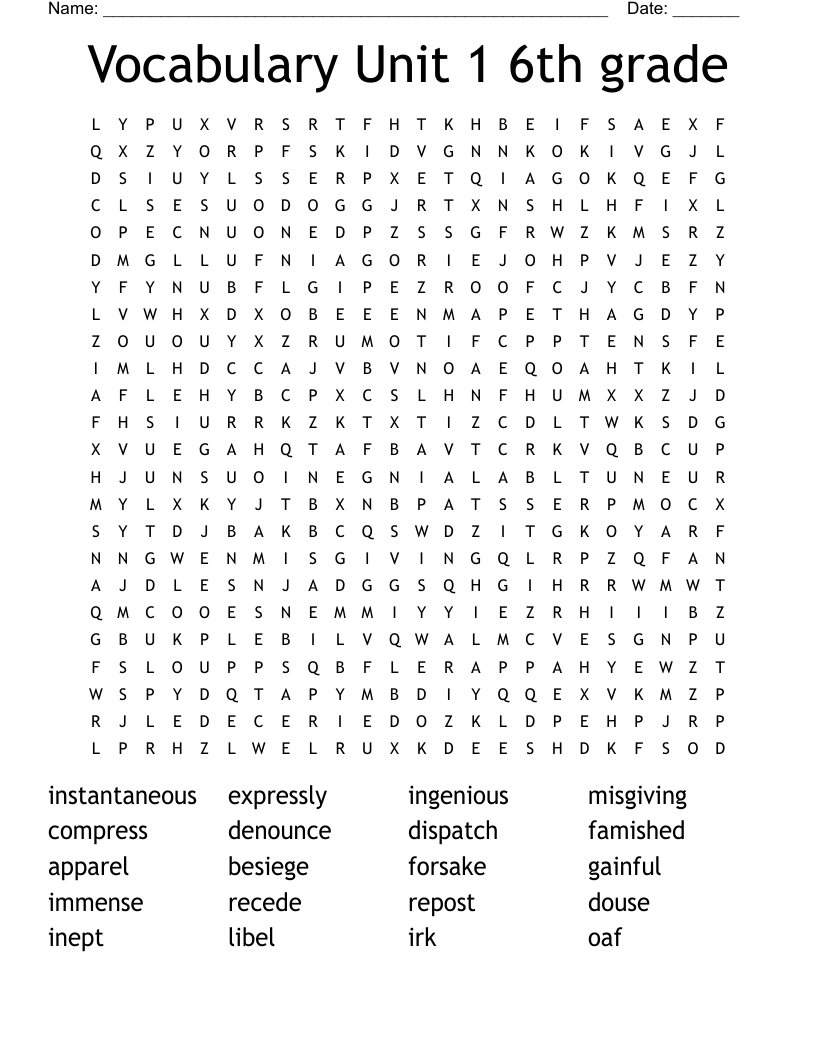 Vocab Crossword Puzzle WordMint