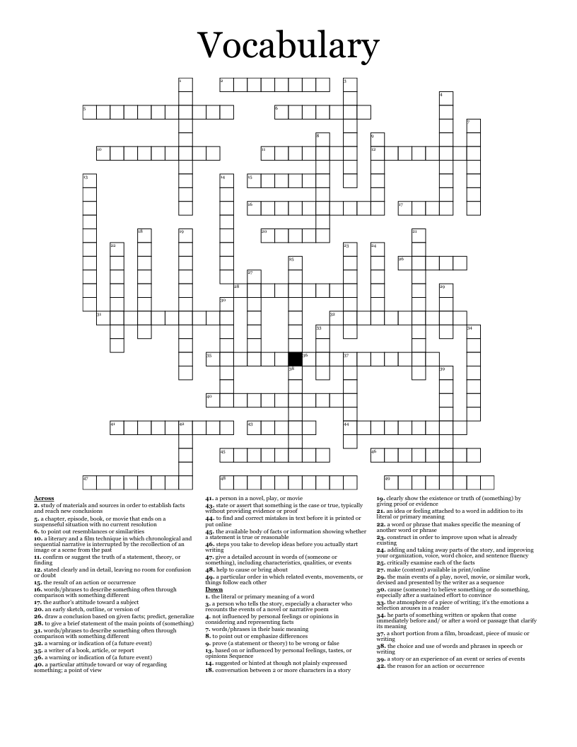 Vocabulary Crossword - WordMint