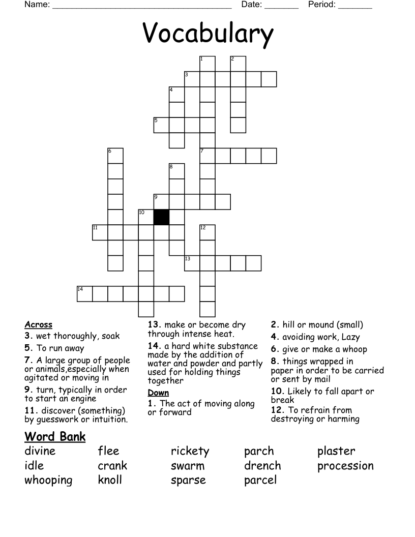 Vocabulary Crossword - WordMint