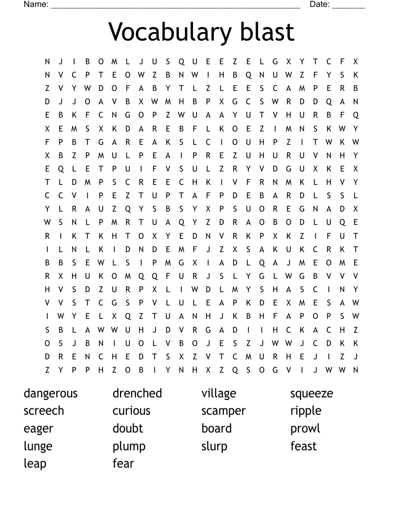 Vocabulary blast Word Search - WordMint