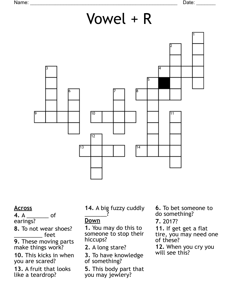 Vowel + R Crossword - WordMint