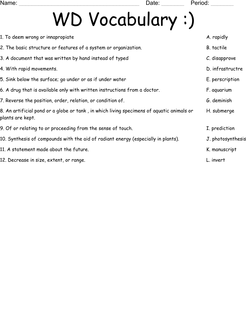 WD Vocabulary :) Worksheet - WordMint
