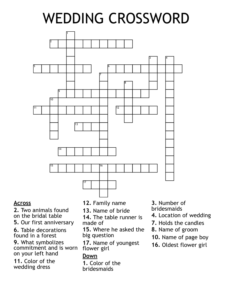 WEDDING CROSSWORD - WordMint
