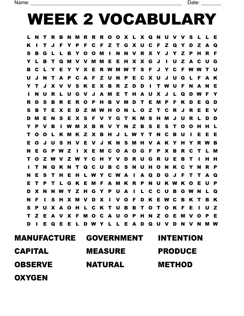 WEEK 2 VOCABULARY Word Search - WordMint