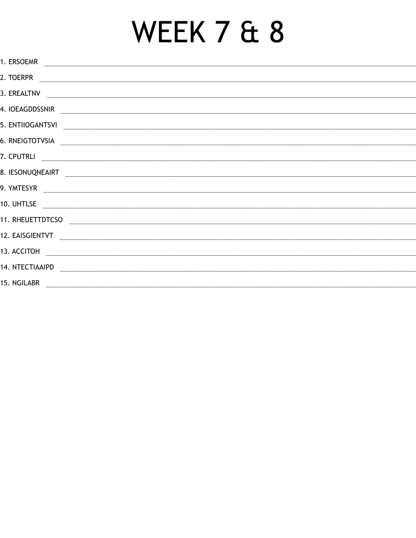 WEEK 7 & 8 Word Scramble - WordMint
