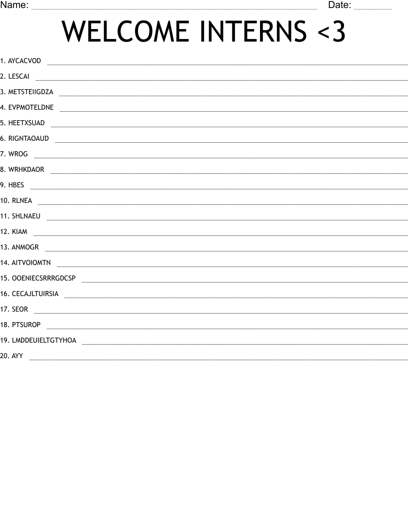 WELCOME INTERNS