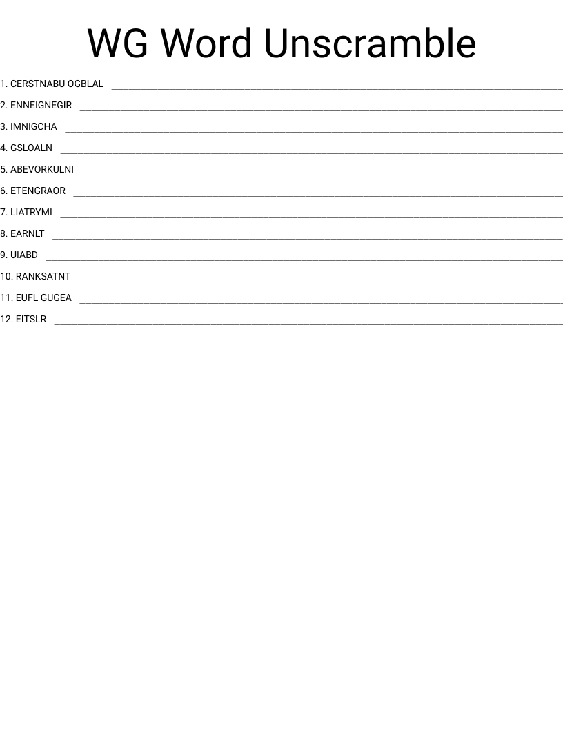 WG Word Unscramble - WordMint