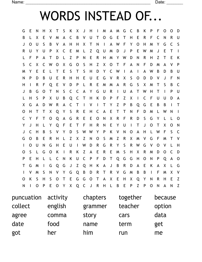 WORDS INSTEAD OF... Word Search - WordMint