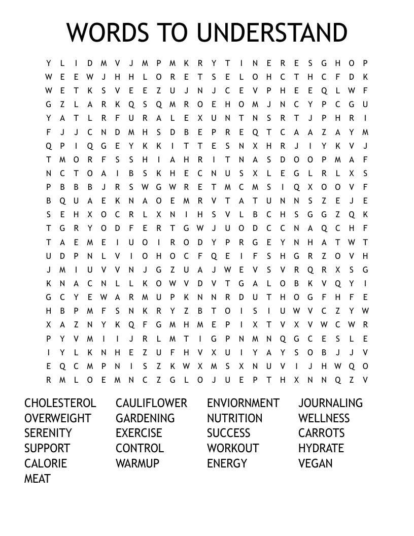 WORDS TO UNDERSTAND Word Search WordMint