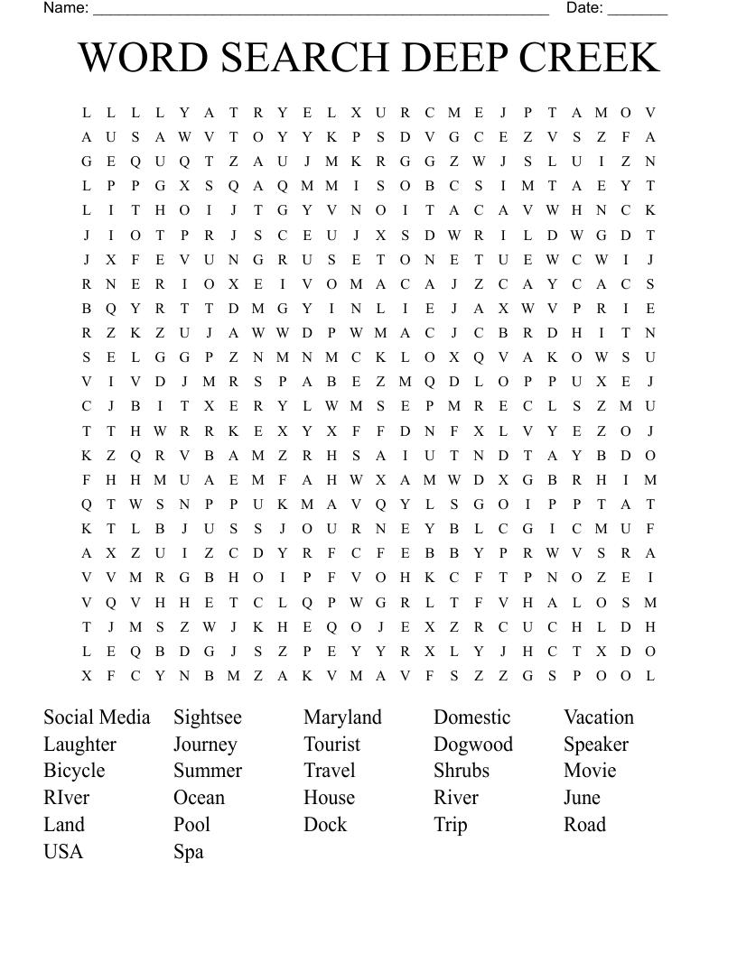 WORD SEARCH DEEP CREEK - WordMint