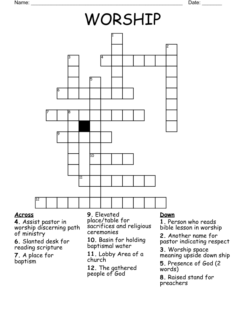 WORSHIP Crossword WordMint