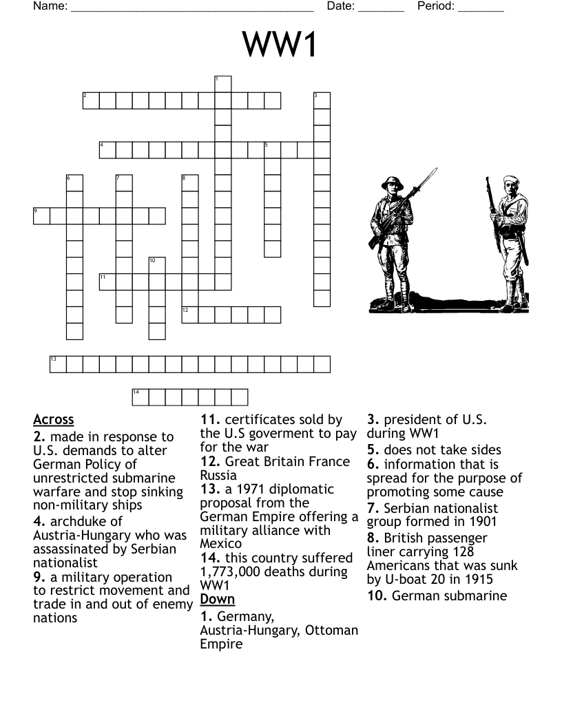 Ww1 Crossword Puzzle