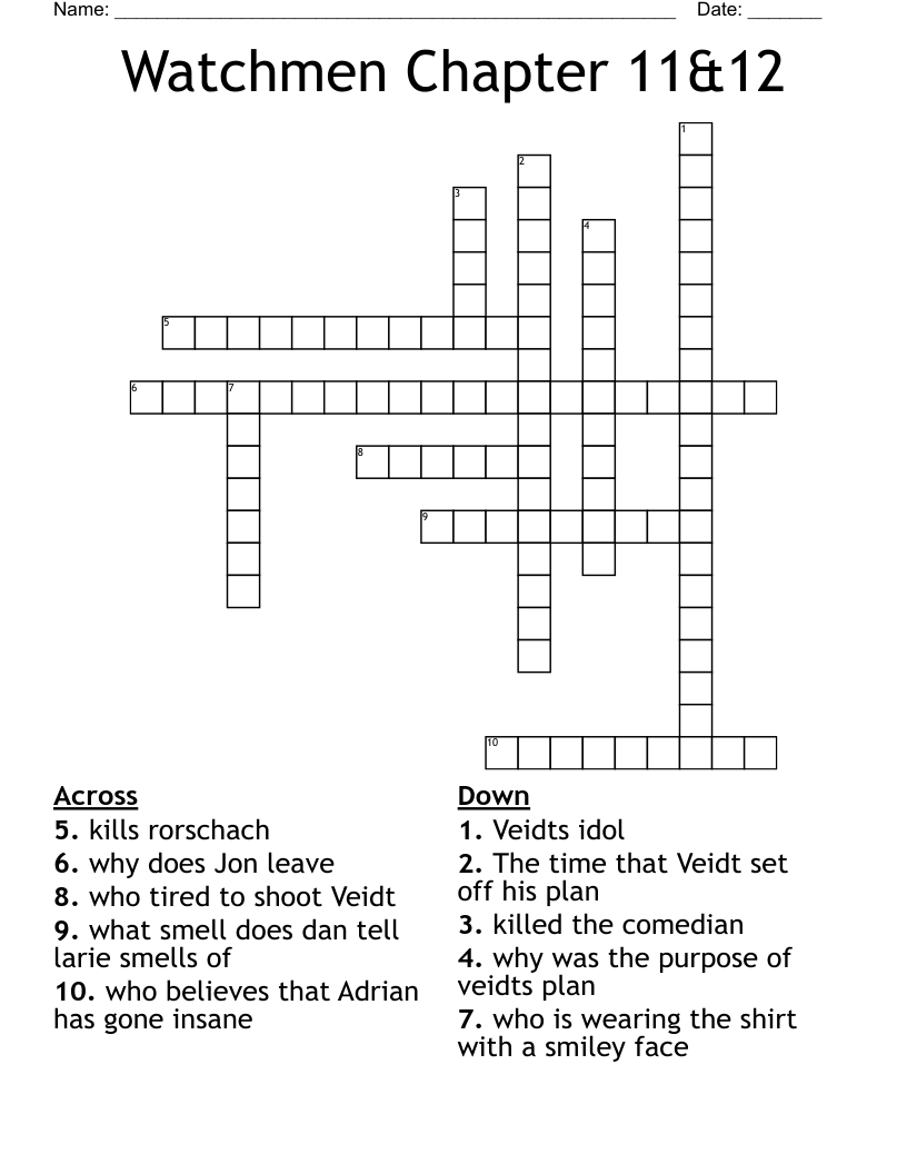 Watchmen Chapter 11&12 Crossword - WordMint