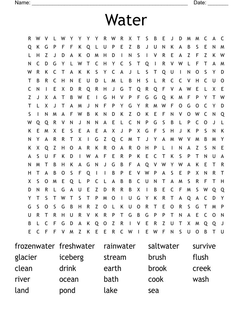 Water Word Search - WordMint