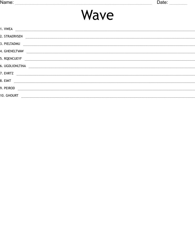 Wave Word Scramble - WordMint