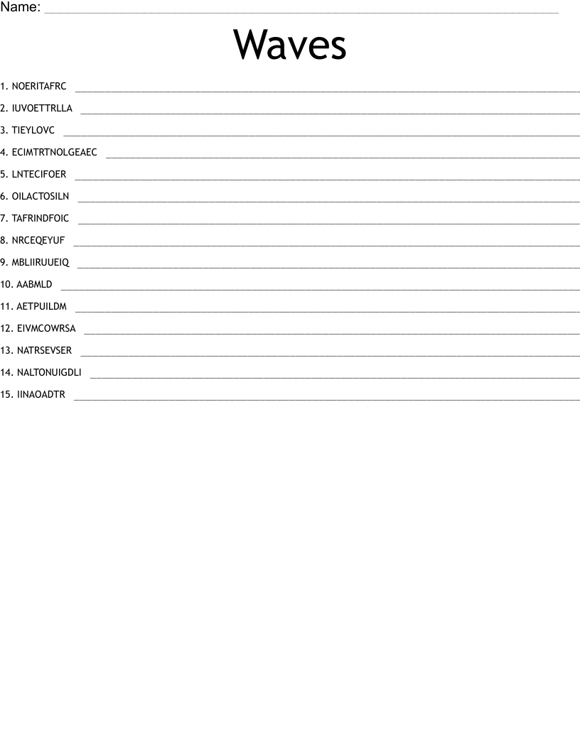Waves Word Scramble - WordMint