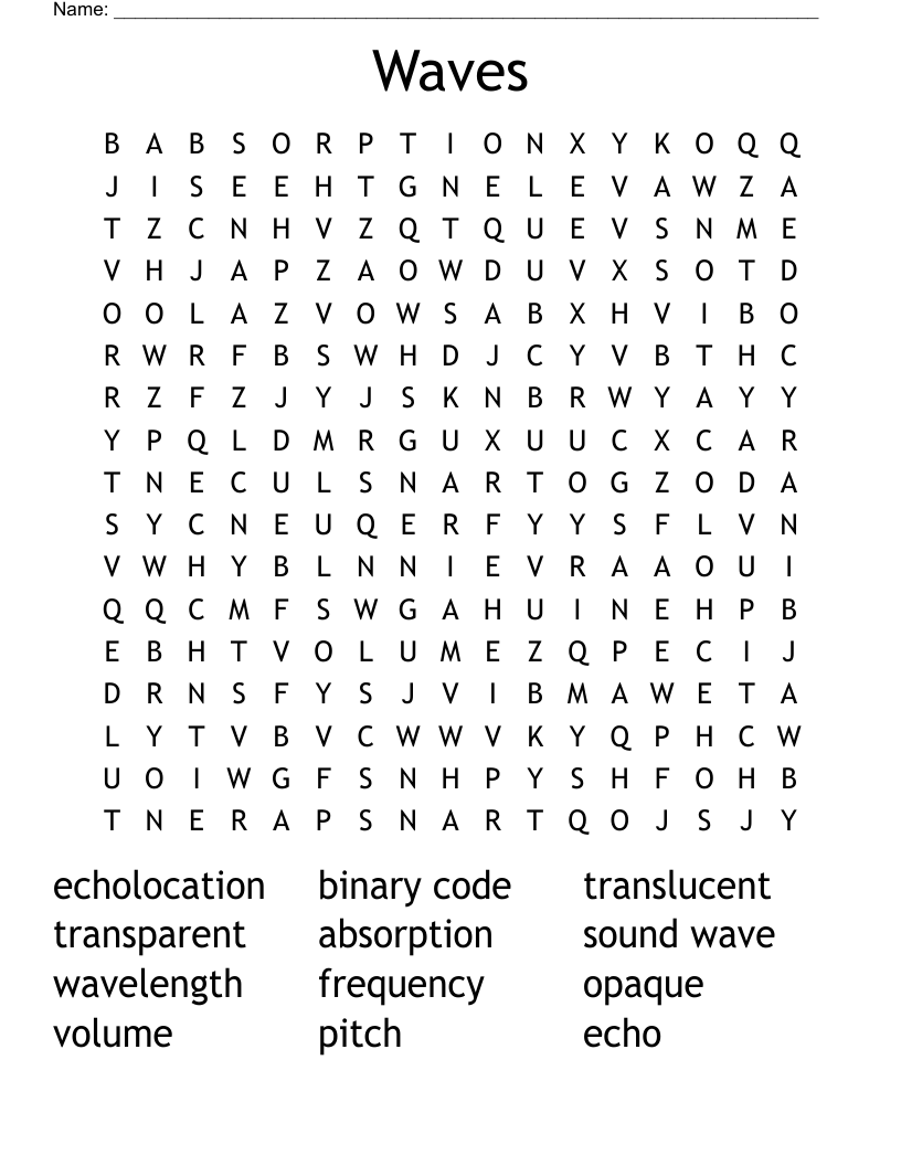 Waves Word Search - WordMint