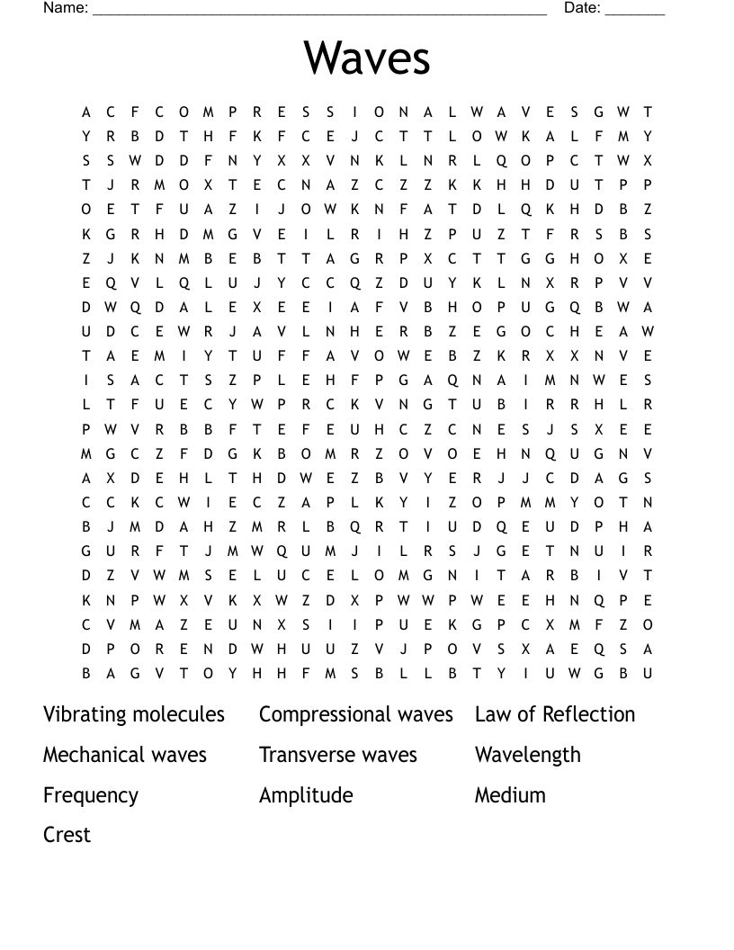 Waves Word Search - WordMint