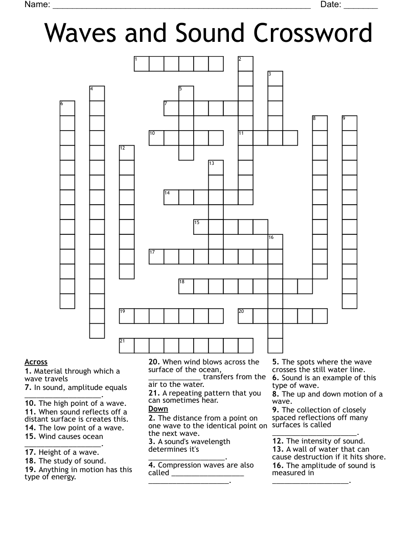 Waves and Sound Crossword - WordMint