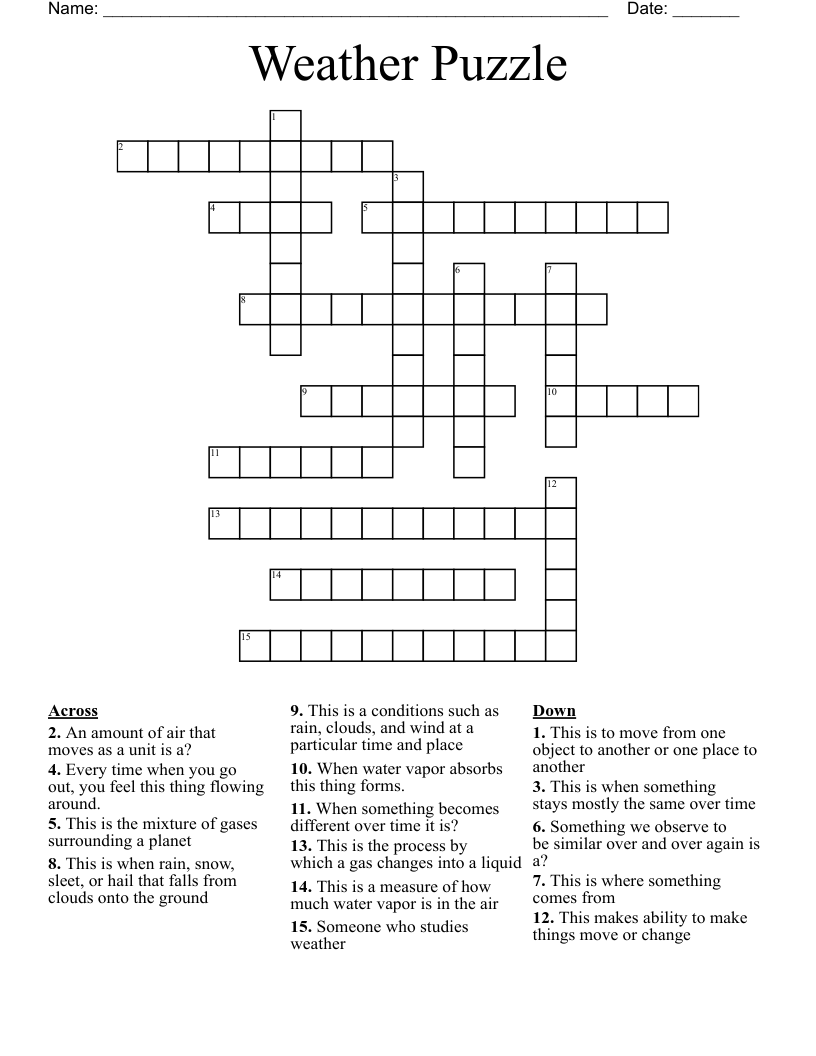 Weather Puzzle Crossword - WordMint