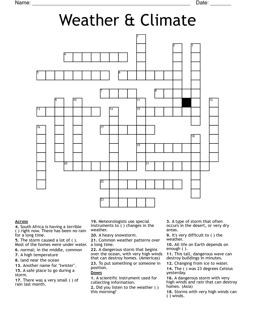 Weather & Climate Crossword - WordMint