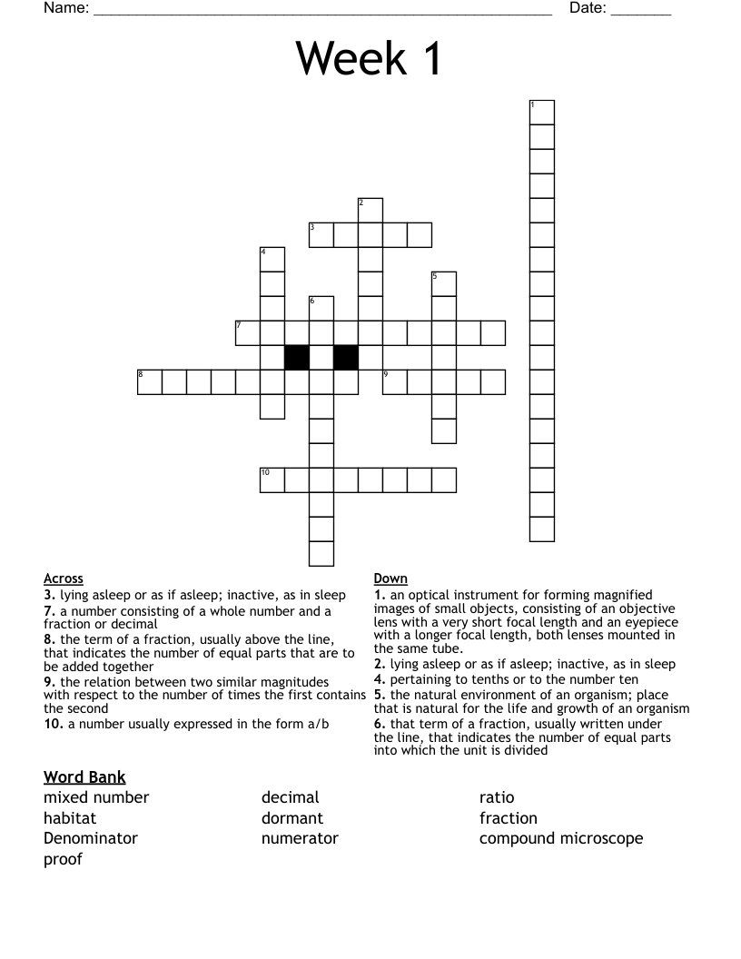 Week 1 Crossword - WordMint