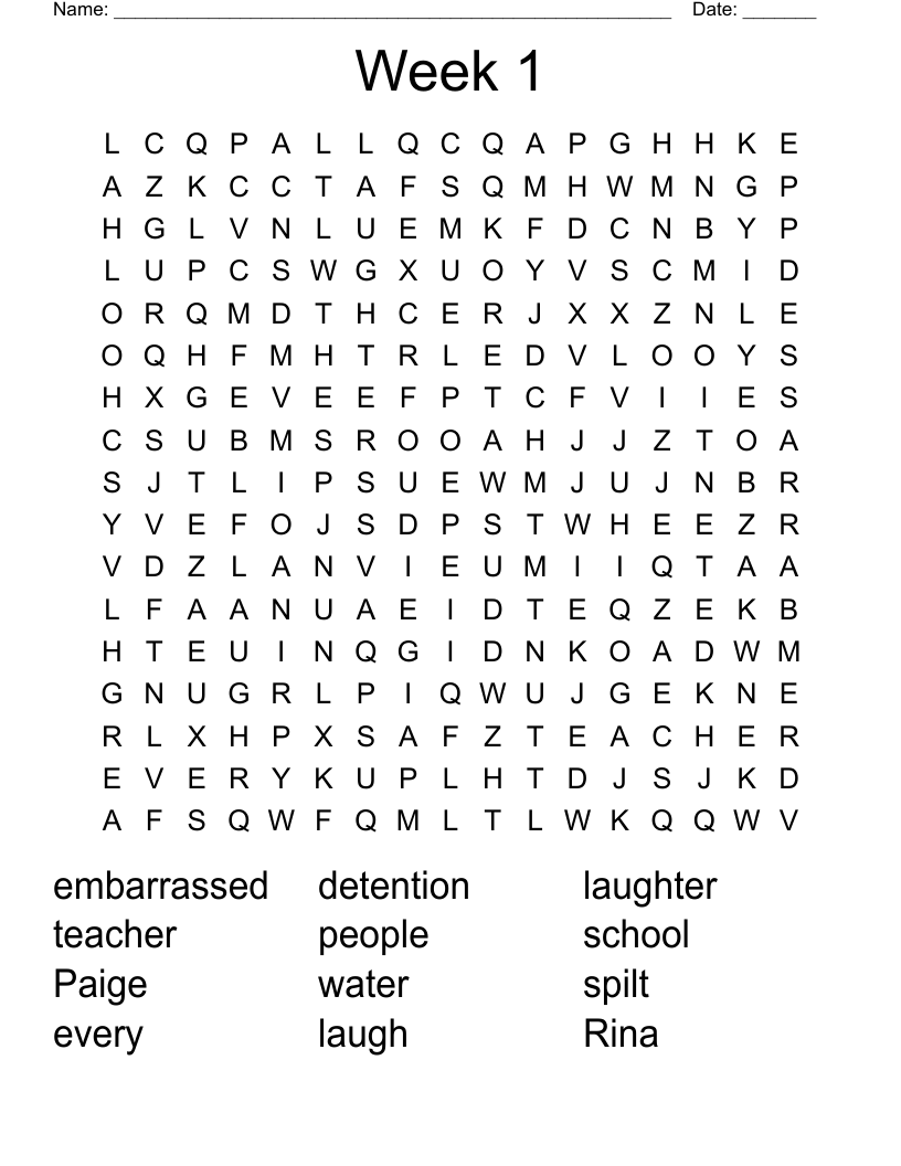 Week 1 Word Search - WordMint